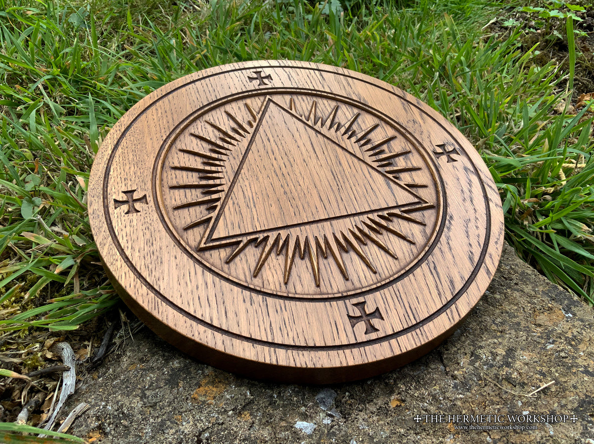 ROSICRUCIAN ALTAR PATEN - Carved in solid Oak – The Hermetic Workshop